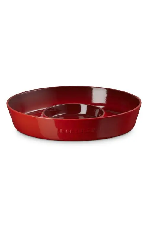 LE CREUSET Oval Stoneware Chip & Dip Platter - Cerise