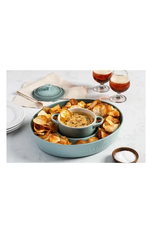 LE CREUSET Oval Stoneware Chip & Dip Platter - Sea Salt
