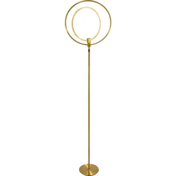 BRIGHTECH Eclipse 79" Led Industrial Dimmable Floor Lamp With 2 Height Adjustable Orbital Heads - Antique Brass