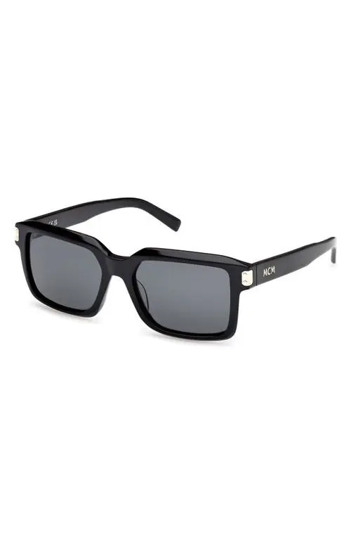 Mcm 54mm Polarized Square Sunglasses - Shiny Black / Smoke