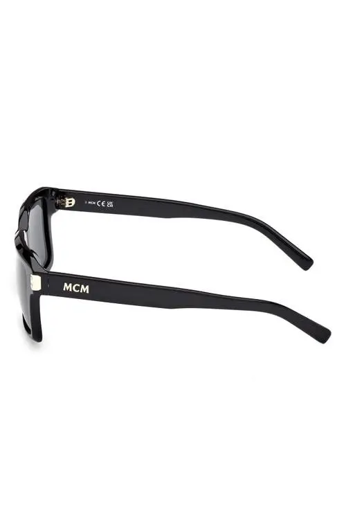 Mcm 54mm Polarized Square Sunglasses - Shiny Black / Smoke