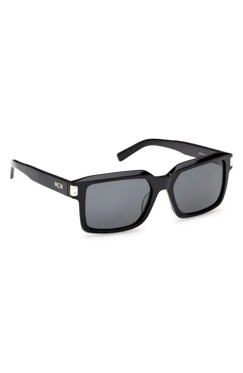 Mcm 54mm Polarized Square Sunglasses - Shiny Black / Smoke