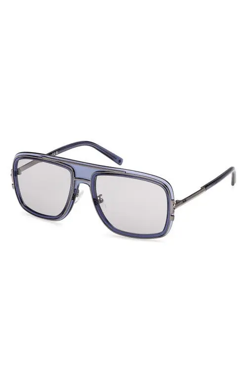 Mcm 57mm Navigator Sunglasses - Shiny Blue / Smoke