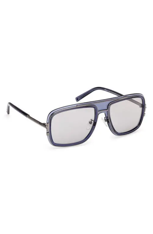 Mcm 57mm Navigator Sunglasses - Shiny Blue / Smoke