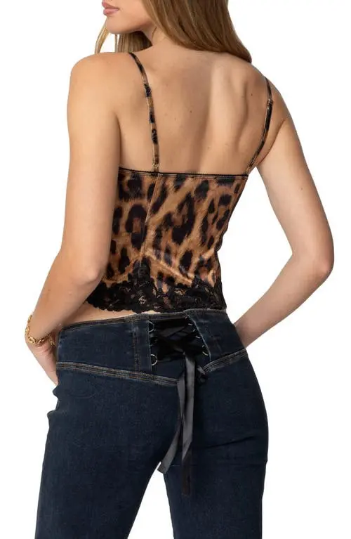 EDIKTED Print Satin Bustier Top