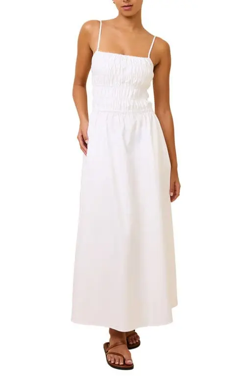 Solid & Striped The Delta Smocked Cotton Maxi Sundress - Marshmallow