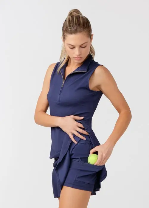 CABANA LIFE Pique Flounce Skort - Navy