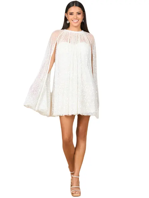 LARA NEW YORK Beaded Cape Dress
