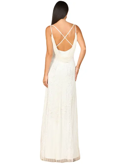 LARA NEW YORK Beaded Tulle Gown - Ivory