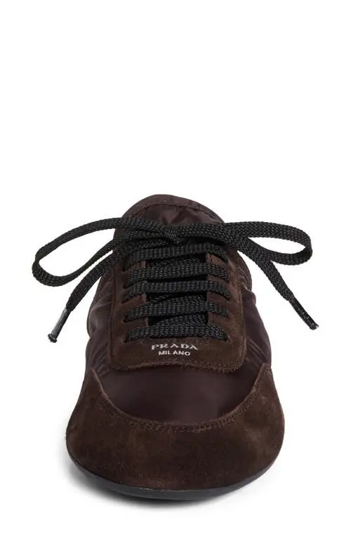 Prada Collapse Lace-up Sneaker Mule - Caffe