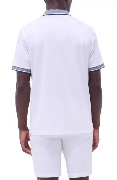 Bugatchi Tipped Pima Cotton Piqué Polo - White