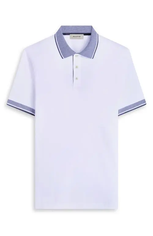 Bugatchi Tipped Pima Cotton Piqué Polo - White