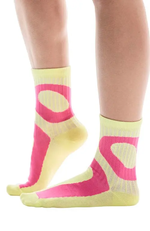 On Liquid Logo High Crew Socks 2 Pack - Limelight/pink