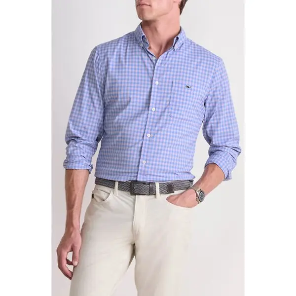 Vineyard Vines Topsail Classic Fit Gingham Button-down Performance Shirt - Lilac Breeze