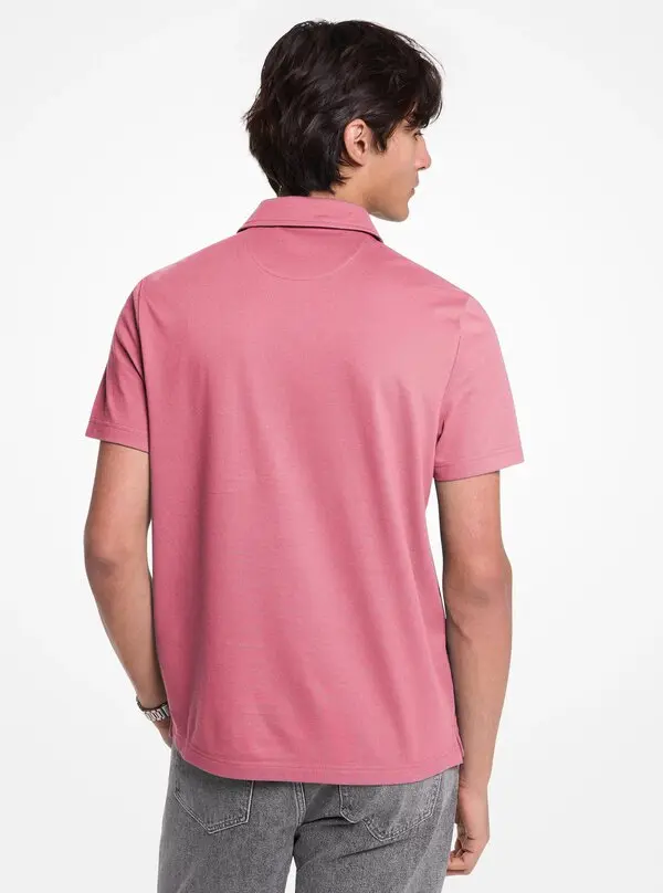 Michael Kors Cotton Blend Piqué Zip-up Polo Shirt In Size By