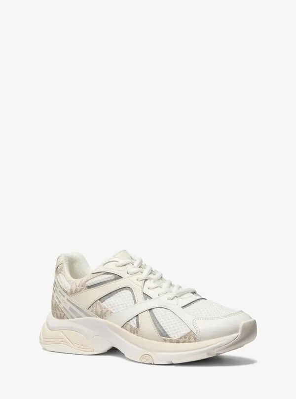 Michael Kors Leo Mixed-media Trainer In Size By