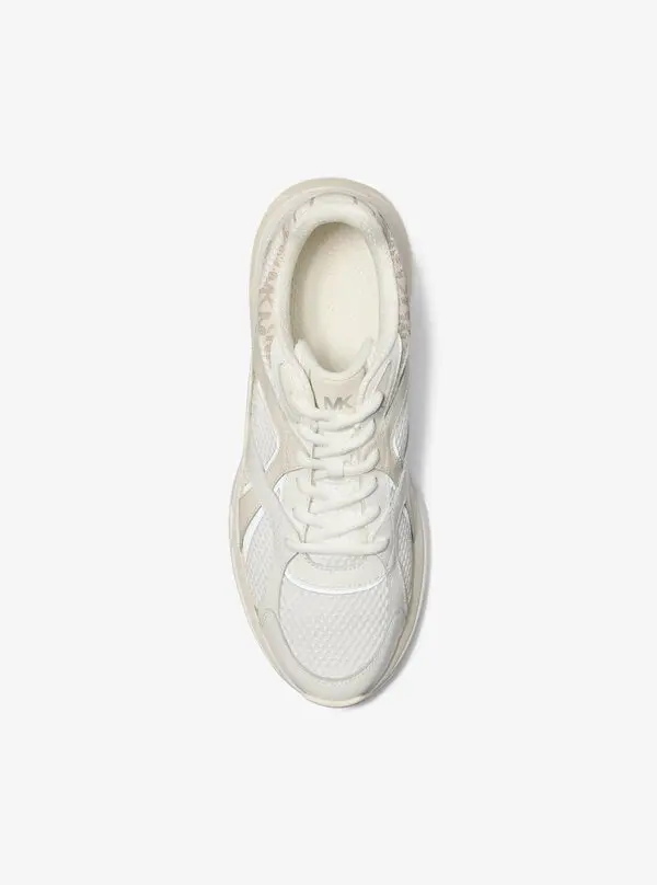 Michael Kors Leo Mixed-media Trainer In Size By