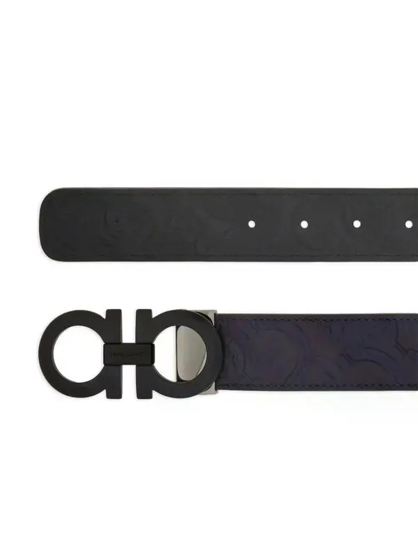 FERRAGAMO Reversible Gancini Belt - Blue