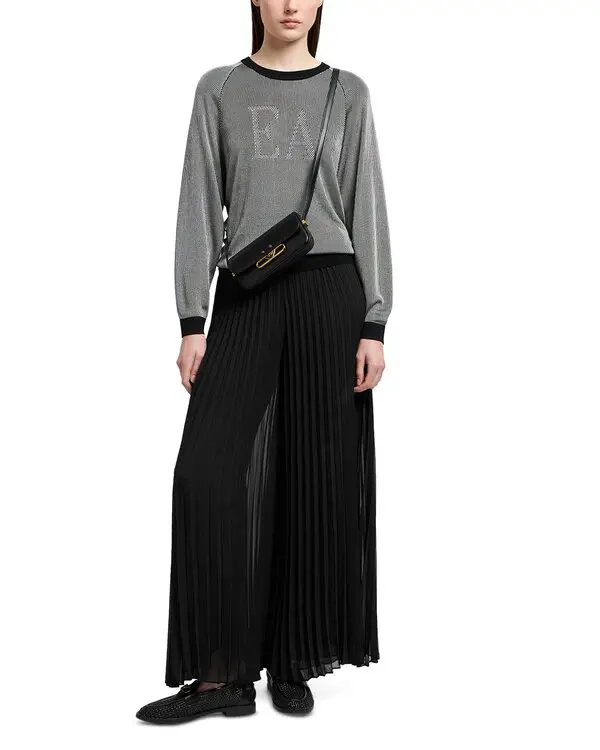 Emporio Armani Palazzo Plisse Techno Georgette Trousers
