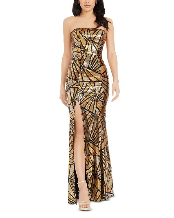green emerald velvet dress Sequin-Print Lace-Up Long Amarra Prom Dress 88692 Black / 00