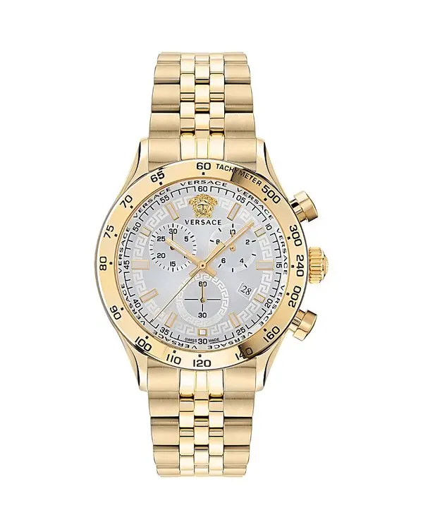 Versace Hellenyium Chronograph Bracelet Watch 44mm - White/gold