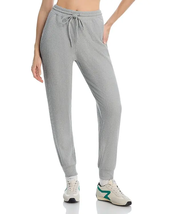 Aqua Brushed Rib Joggers - Heather Gray