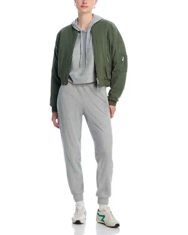 Aqua Brushed Rib Joggers - Heather Gray