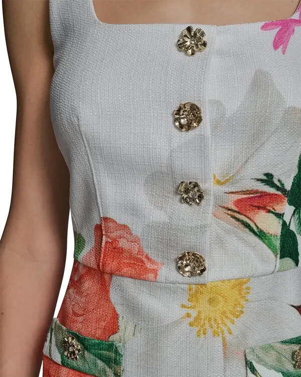 Karl Lagerfeld Paris Square Neck Sheath Dress - Soft White/ Camelia