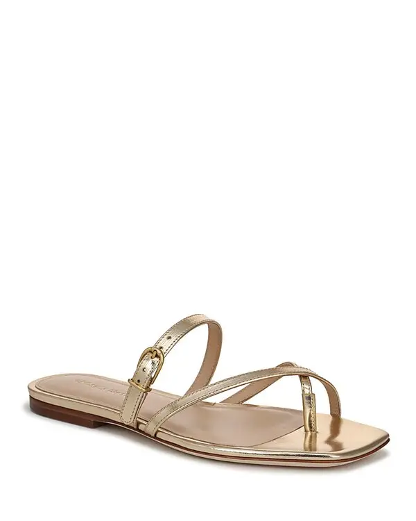 Veronica Beard Marthe Slide Flat Sandals - Gold