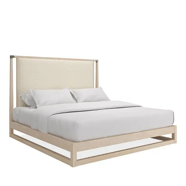 CARACOLE Classic Pinstripe Upholstered Light Bed, Queen - Oak