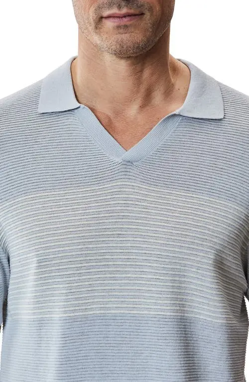 Robert Barakett Orion Stripe Silk & Linen Johnny Collar Polo