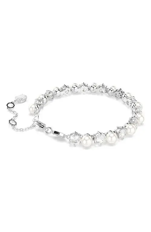 SWAROVSKI Matrix Crystal & Faux Pearl Tennis Bracelet - White/ Silver