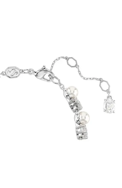 SWAROVSKI Matrix Crystal & Faux Pearl Tennis Bracelet - White/ Silver