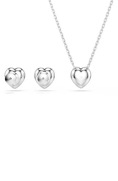 SWAROVSKI X Ariana Grande Angelic Heart Necklace And Stud Earrings Set - White/ Silver