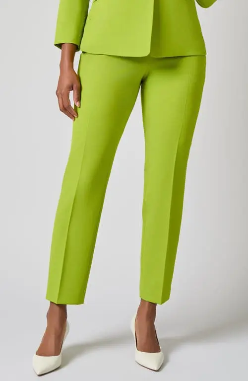 KASPER Flat Front Slim Pants - Kiwi