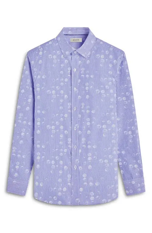 Bugatchi Karl Stripe & Dot Print Cotton Button-up Shirt