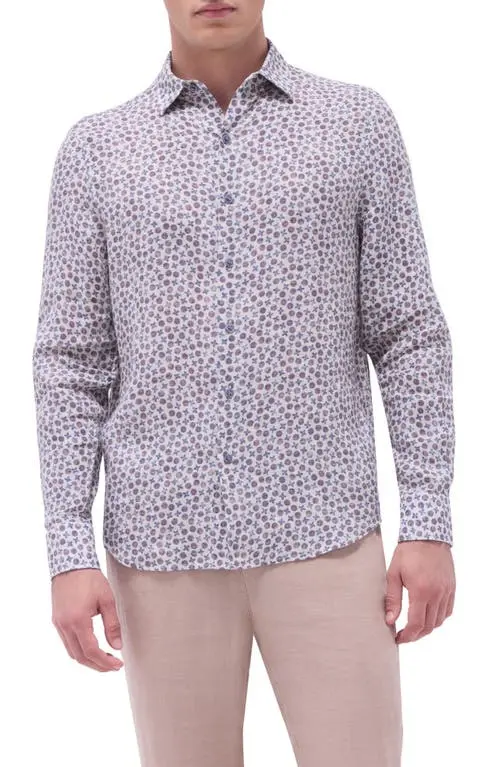 Bugatchi Julian Shaped Fit Linen Button-up Shirt - Sand