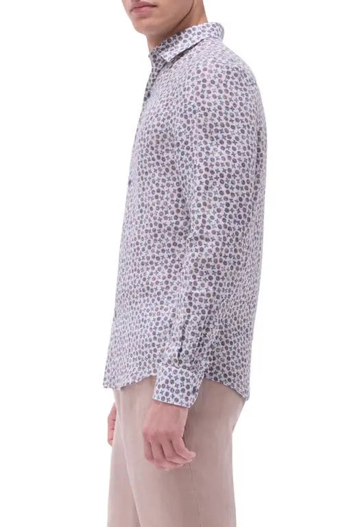 Bugatchi Julian Shaped Fit Linen Button-up Shirt - Sand