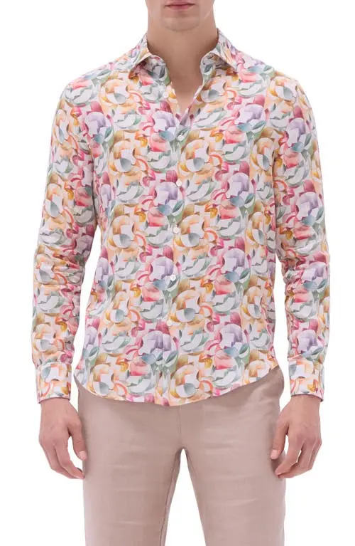 Bugatchi Julian Shaped Fit Linen Button-up Shirt - Sand