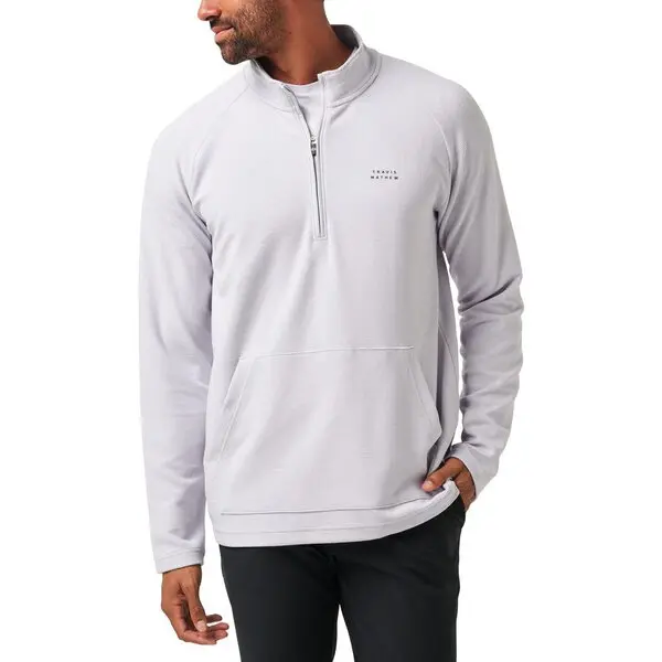 Travis Mathew Thermal Quarter Zip Pullover - Heather Light Grey