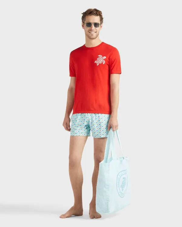 Vilebrequin Stretch Short Swim Trunks Micro Ronde Des Tortues Rainbow Mdb Moorise - Blue