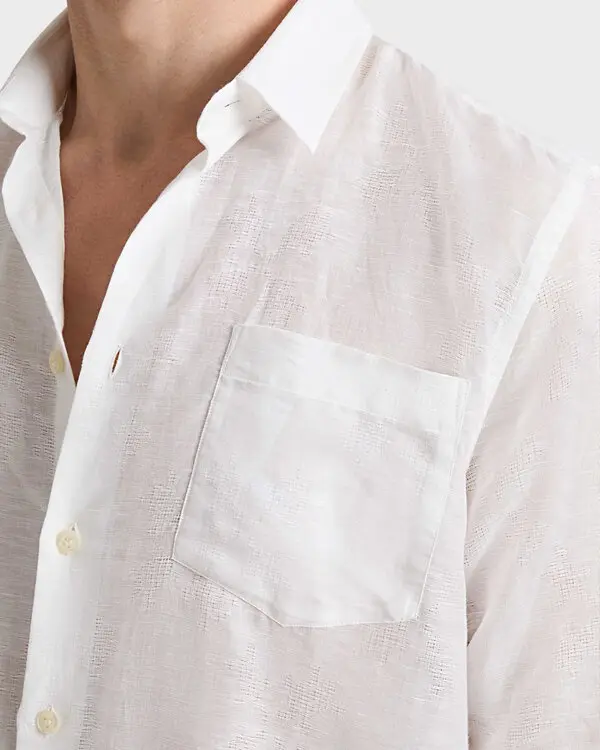 Vilebrequin Linen And Cotton Shirt Turtle Monogram Shirt Caroubis - White