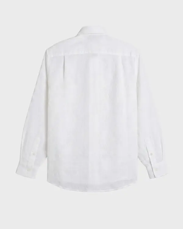 Vilebrequin Linen And Cotton Shirt Turtle Monogram Shirt Caroubis - White