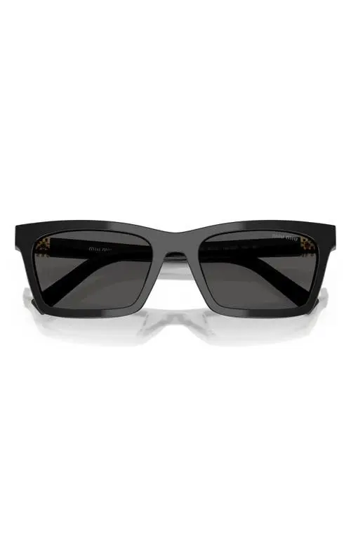 Miu Miu 55mm Rectangular Sunglasses - Black/dark Grey