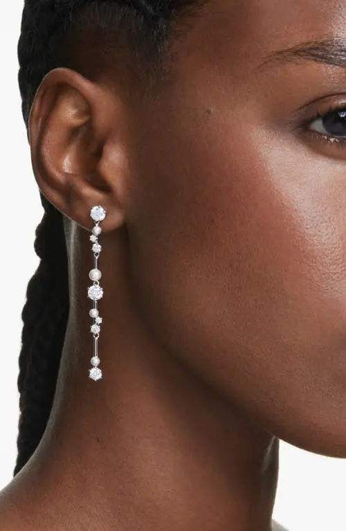 SWAROVSKI Constella Bar Drop Earrings - White/ Silver