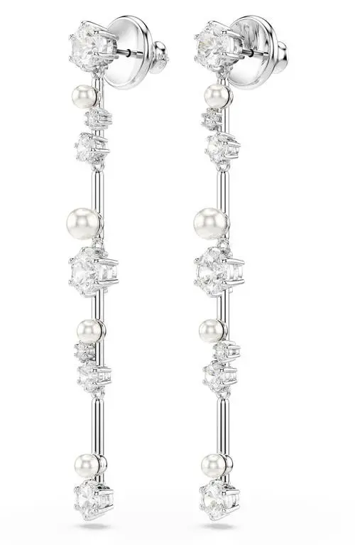 SWAROVSKI Constella Bar Drop Earrings - White/ Silver
