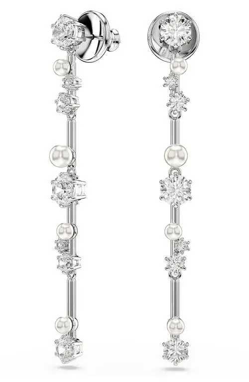 SWAROVSKI Constella Bar Drop Earrings - White/ Silver