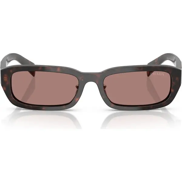 Prada 55mm Rectangular Sunglasses - Lite Brown