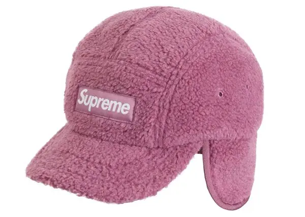 Supreme Deep Pile Earflap Camp Cap - Dusty Pink