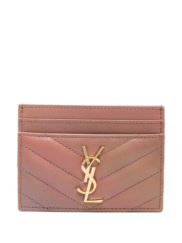 Saint Laurent Cassandre Matelassé Cardholder - Pink
